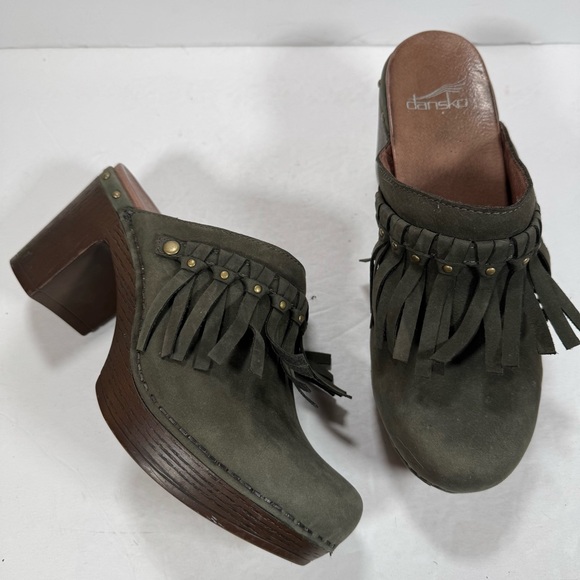 Dansko | Shoes | Dansko Deni Fringe Milled Nubuck Leather Olive Green ...